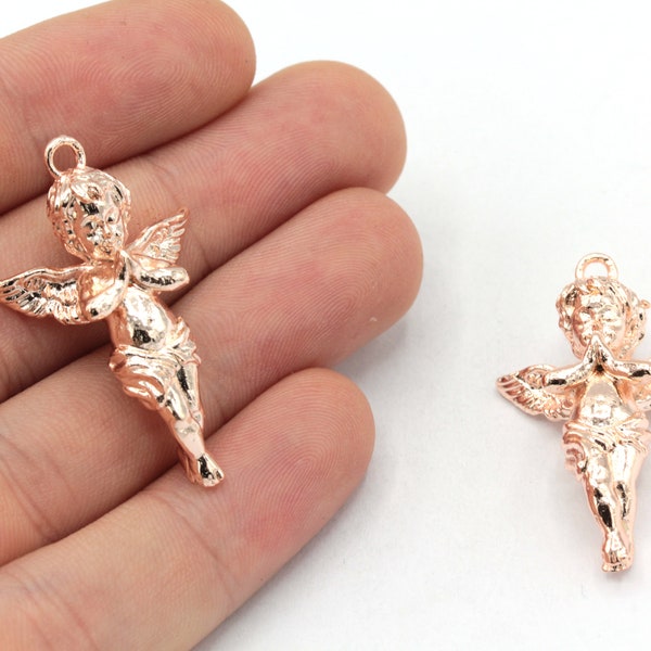 Rose Gold Cherub Charm Necklaces - Etsy