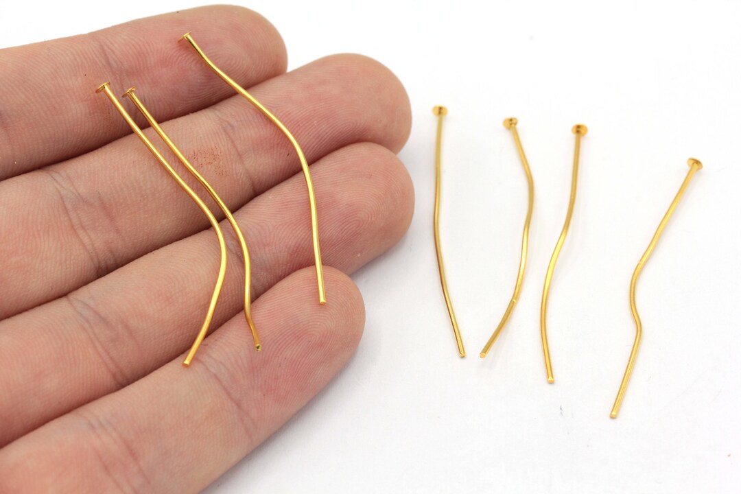 50 Pcs 20 Ga 45mm 24k Shiny Gold Flat Head Pin, Gold Flat Head Pin ...