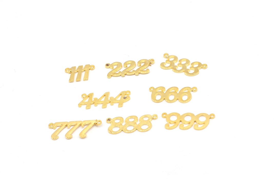 24k Shiny Gold Angel Number Necklace, Angel Number Charm, Lucky Number ...
