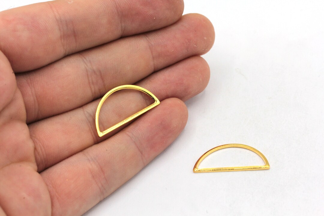 12x26mm Gold Semi Circle Charm, Half Circle Ring, Blank Half Round ...
