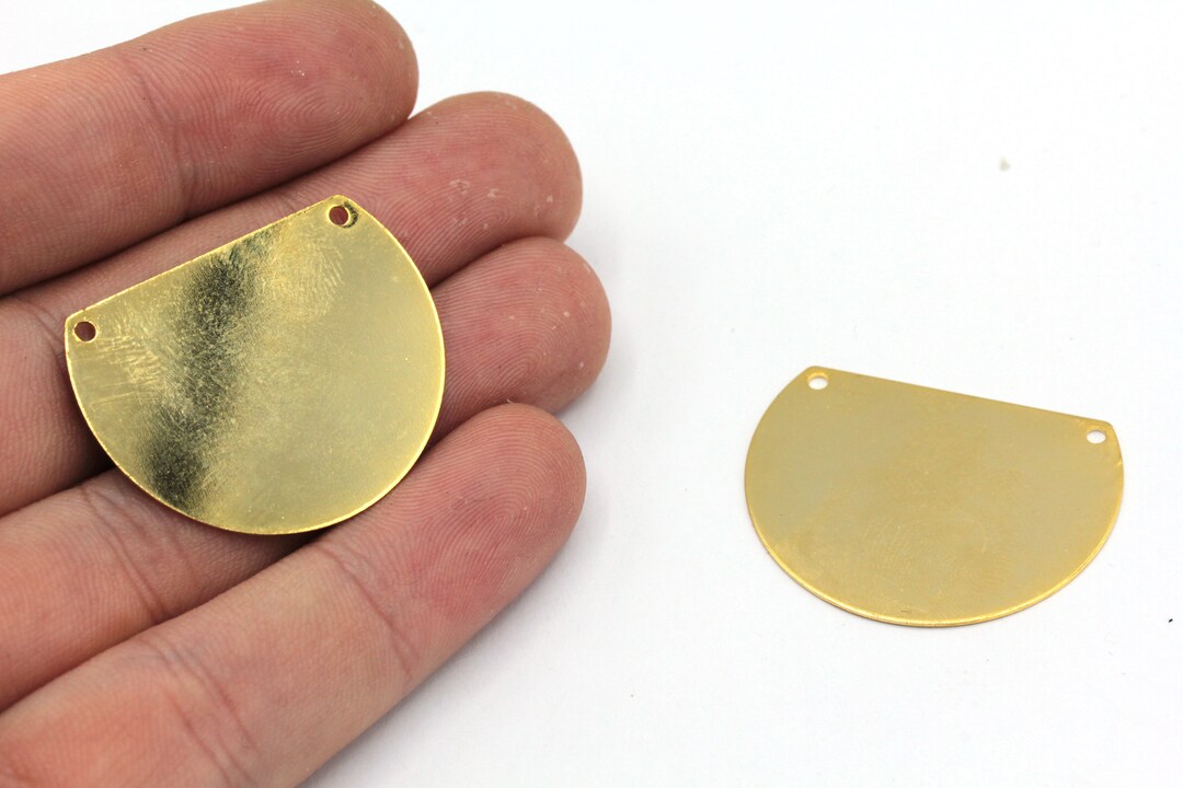 25x32mm Gold Plated Large Semi Circle Charm, Half Circle Charm, Earring ...