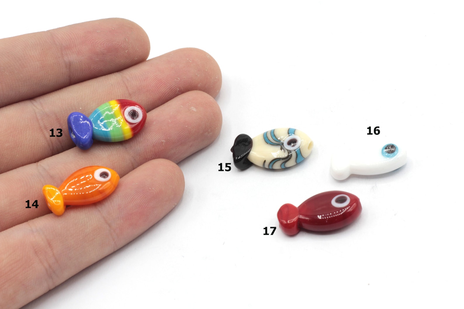 12x23mm Hand Made Murano Glass Fish Beads, Murano Fish Charm, Murano ...