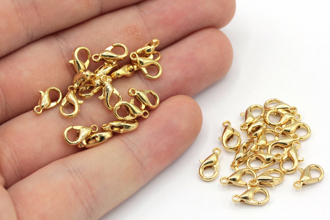 10 Pcs 10mm 24k Shiny Gold Lobster Clasps, Claw Clasps, Lobster Claw ...
