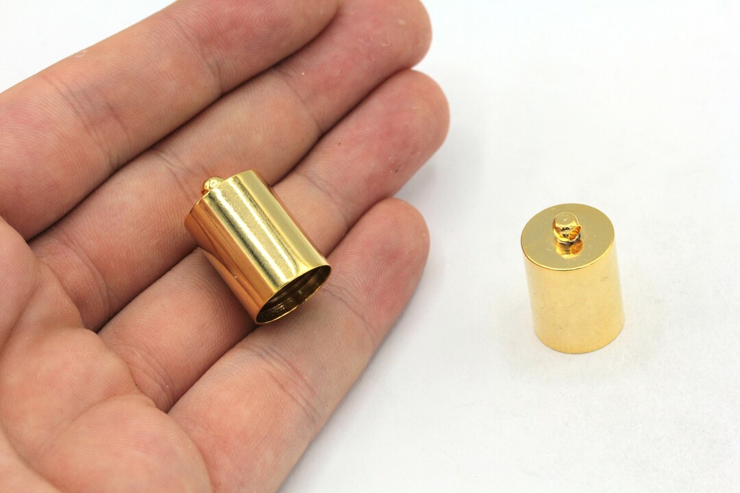 15x18mm Gold End Caps, Hole Inner Size 14mm, Solid Gold End Caps, Bead ...