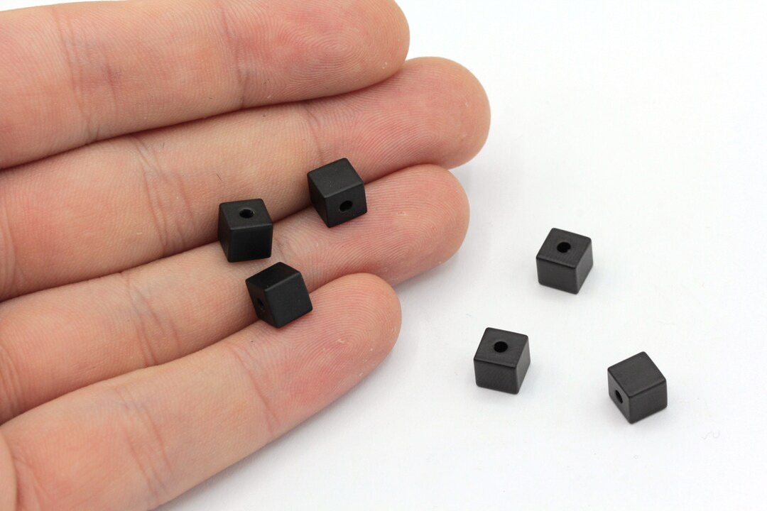 6mm Black Tiny Cube Beads, Cube Spacer Beads, Geometric Beads, Square ...
