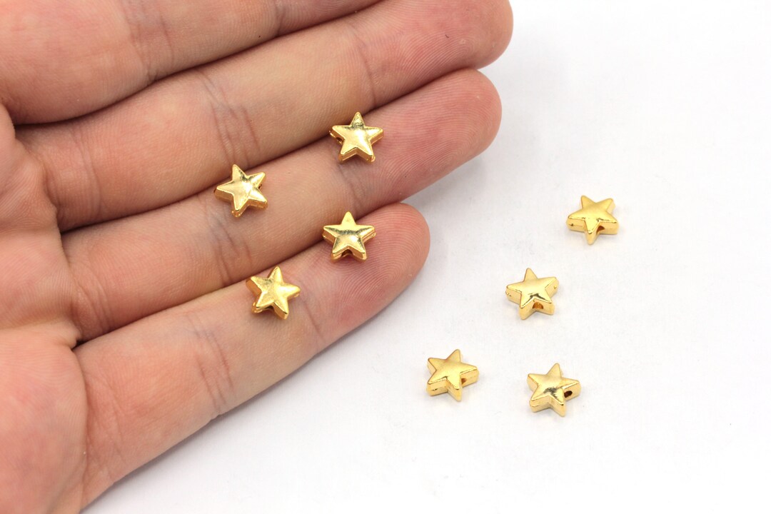 8mm 24k Shiny Gold Plated Mini Star Beads, Celestial Beads, Star Spacer ...