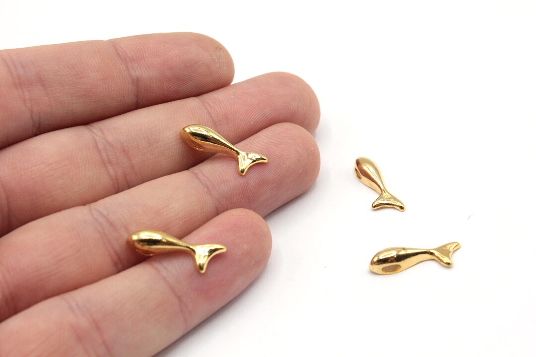 6x18mm Gold Plated Whale Beads, Gold Whale Charm, Ocean Charm, Nautical ...