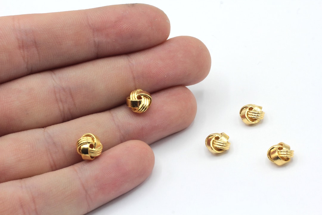 8mm 24k Shiny Gold Plated Knot Beads, Knot Spacer Beads, Gold Knot ...