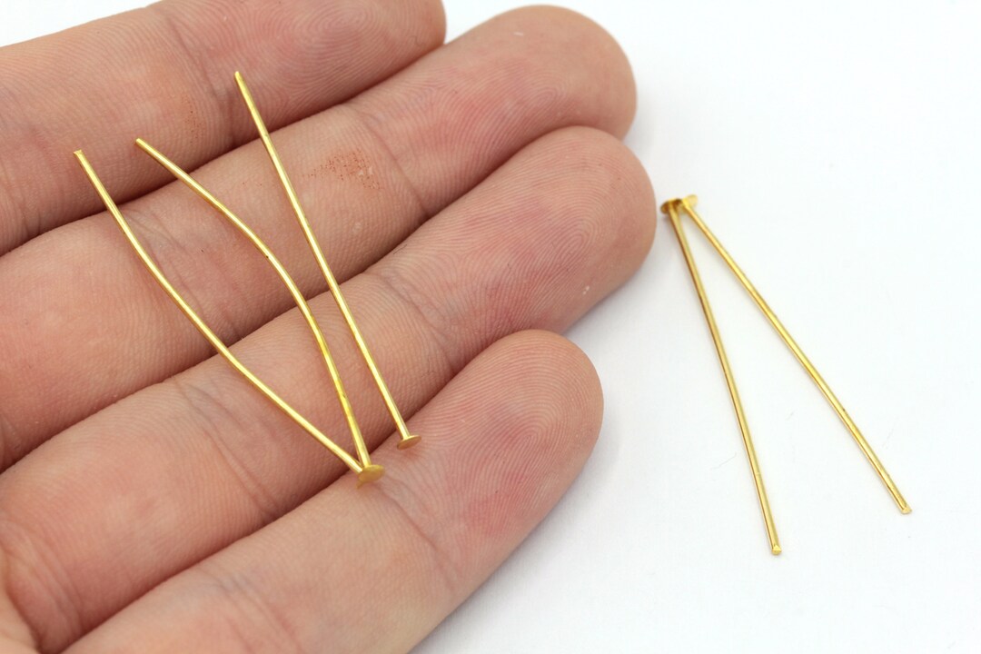 100 Pcs 20 Ga 40mm Brass Flat Head Pin, Gold Tone Flat Head Pin, Head ...