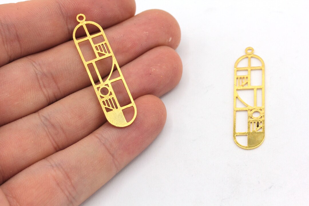 9x40mm 24k Shiny Gold Rectangle Bar Charm, Geometric Charm, Bar ...