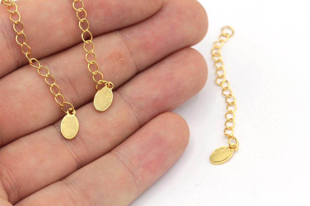 4 Pcs 24k Shiny Gold Plated Drop Extender Chain, Extender Chain ...
