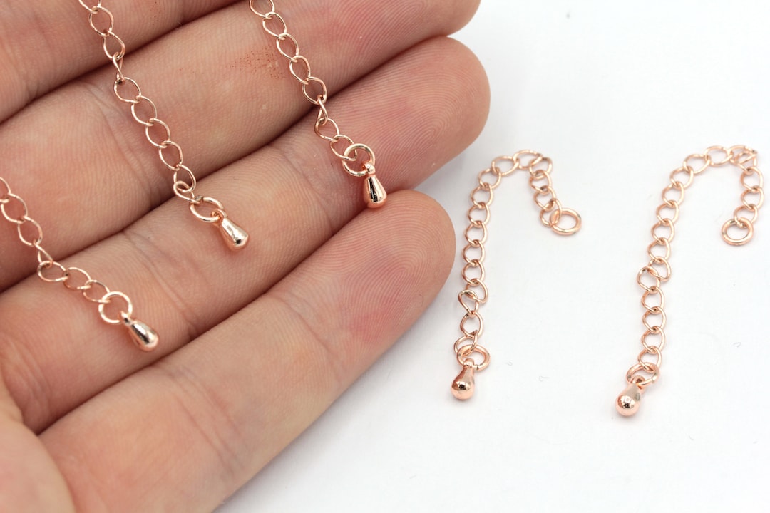 4 Pcs Rose Gold Plated Drop Extender Chain, Extender Chain, Necklace ...