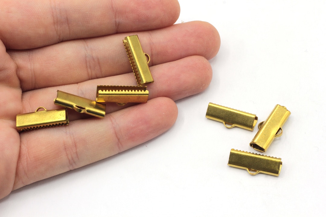 20mm Brass Ribbon Clasps, Crimp End Caps, Ribbon Claws, Crimp Ends ...