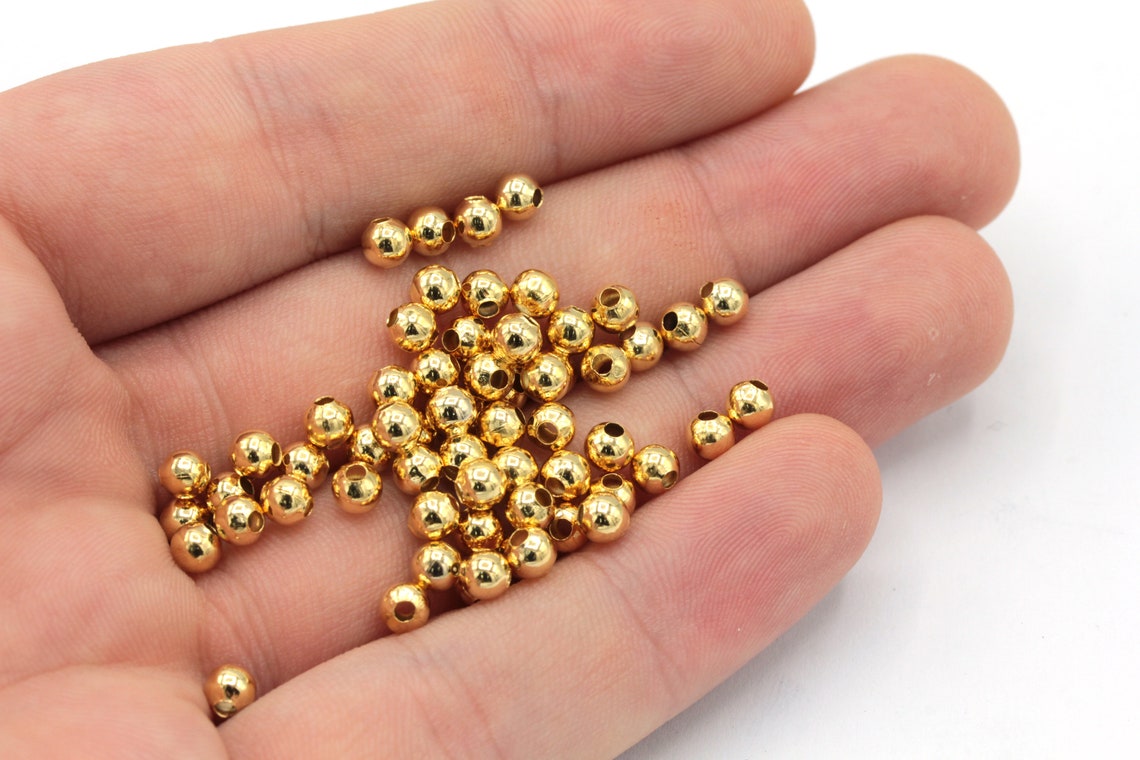 4mm 24k Shiny Gold Tiny Ball Beads , Ball Spacer Beads, Gold Ball Beads ...
