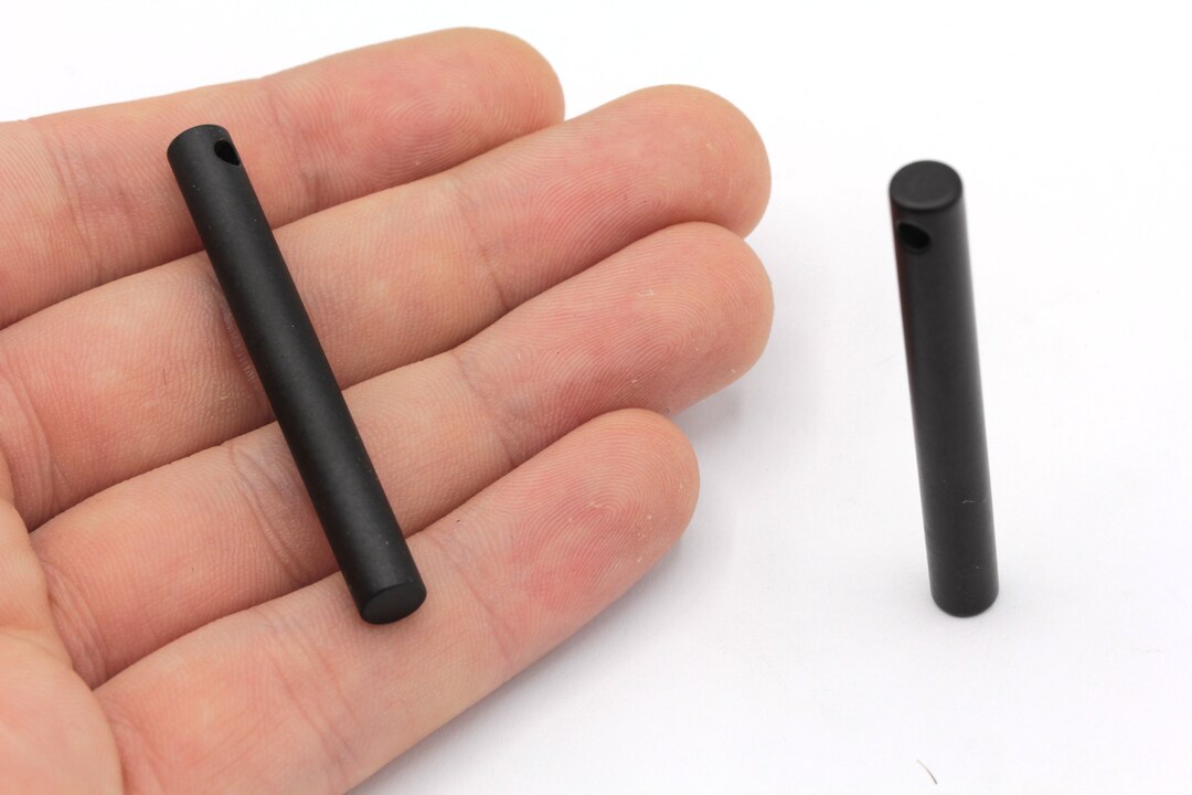 7x50mm Black Round Cylinder Stick Bar Charm, Long Stick Charm, Stick ...