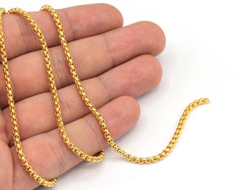 2,5mm 24k Shiny Gold Rolo Chain, Soldered Rolo Chain, Soldered Chain ...