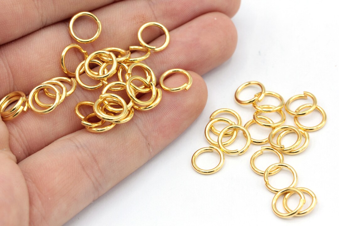 16 Ga 9mm 24k Shiny Gold Plated Jump Ring, Open Jump Ring, Gold ...