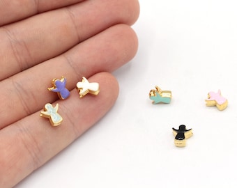 22x25mm 24k Shiny Gold Plated Enamel Moon With Star Charm, Medallion ...