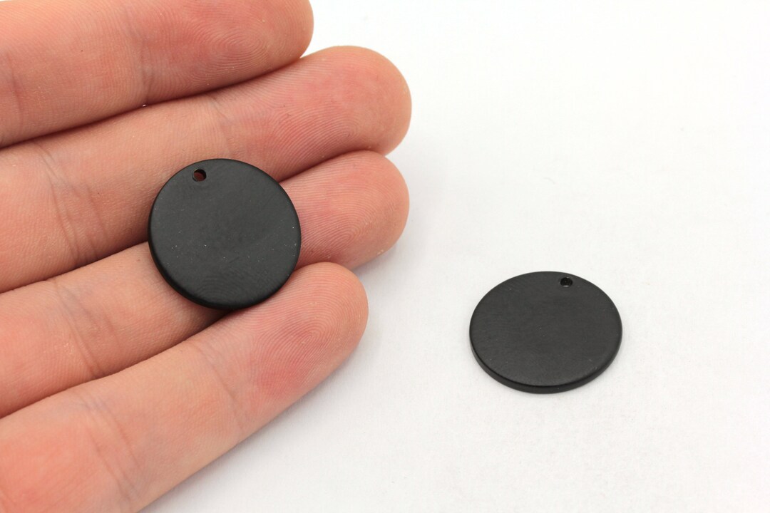 16mm Black Disc Connector Charm, Round Disc, Stamping Tag, Medallion ...