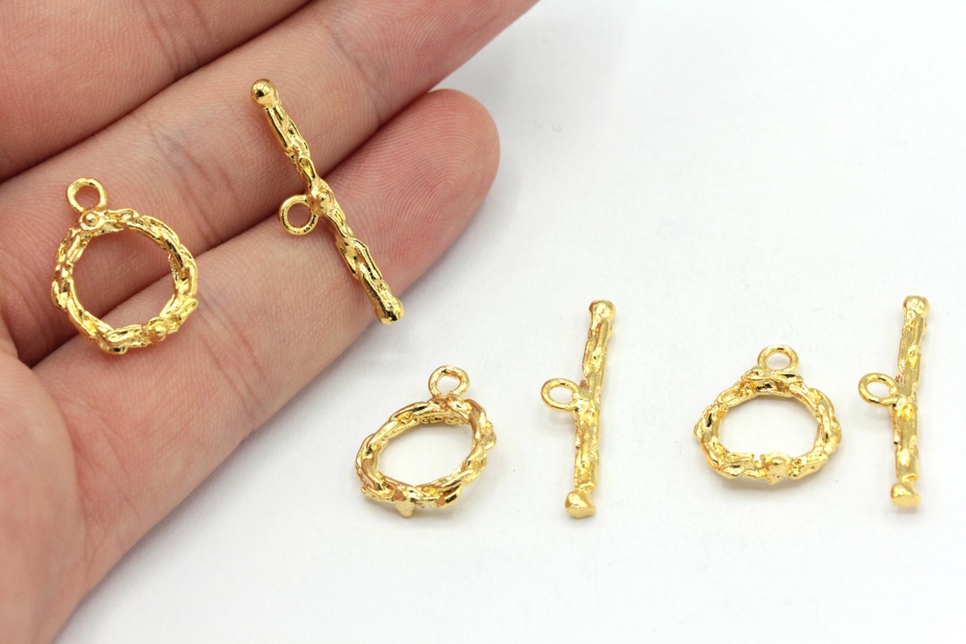 13x15mm 24k Shiny Gold Plated Toggle Clasps, Tiny Toggle Clasp, Gold ...