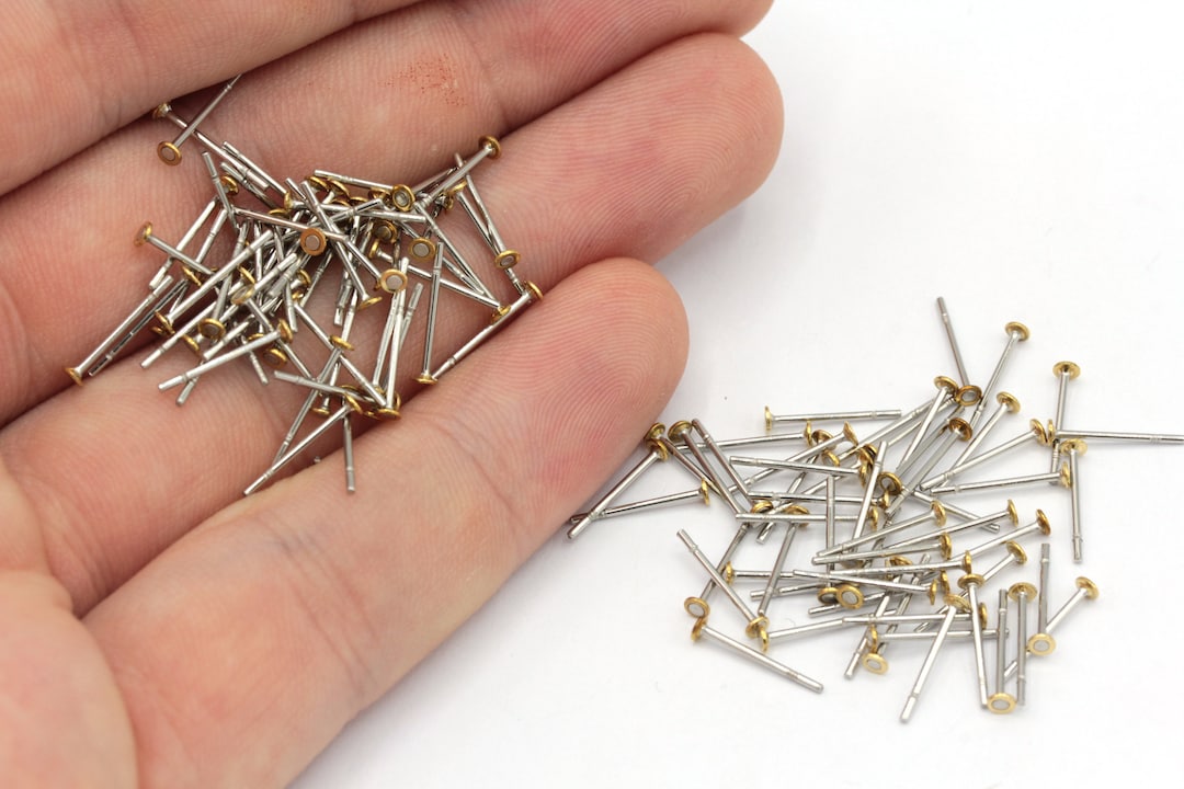 50 Pcs 2mm Stainless Steel Earring Stud, Flat Earring Stud, Stud Ear ...