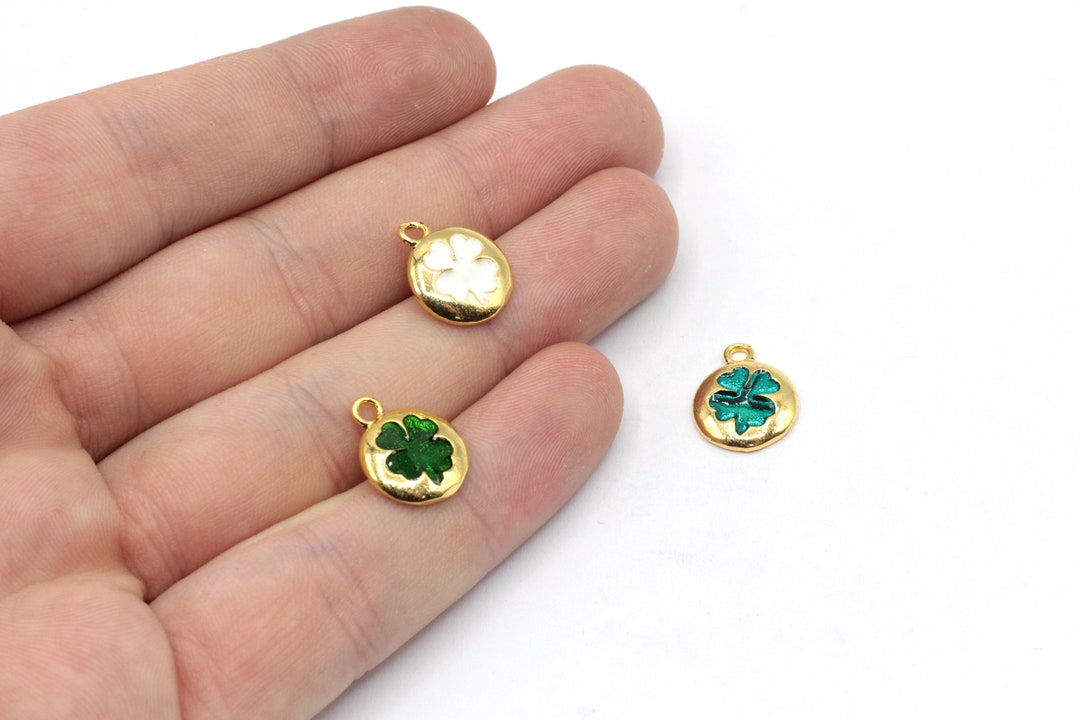12x24mm 24k Shiny Gold Plated Clover Charm, Clover Bracelet Charm ...