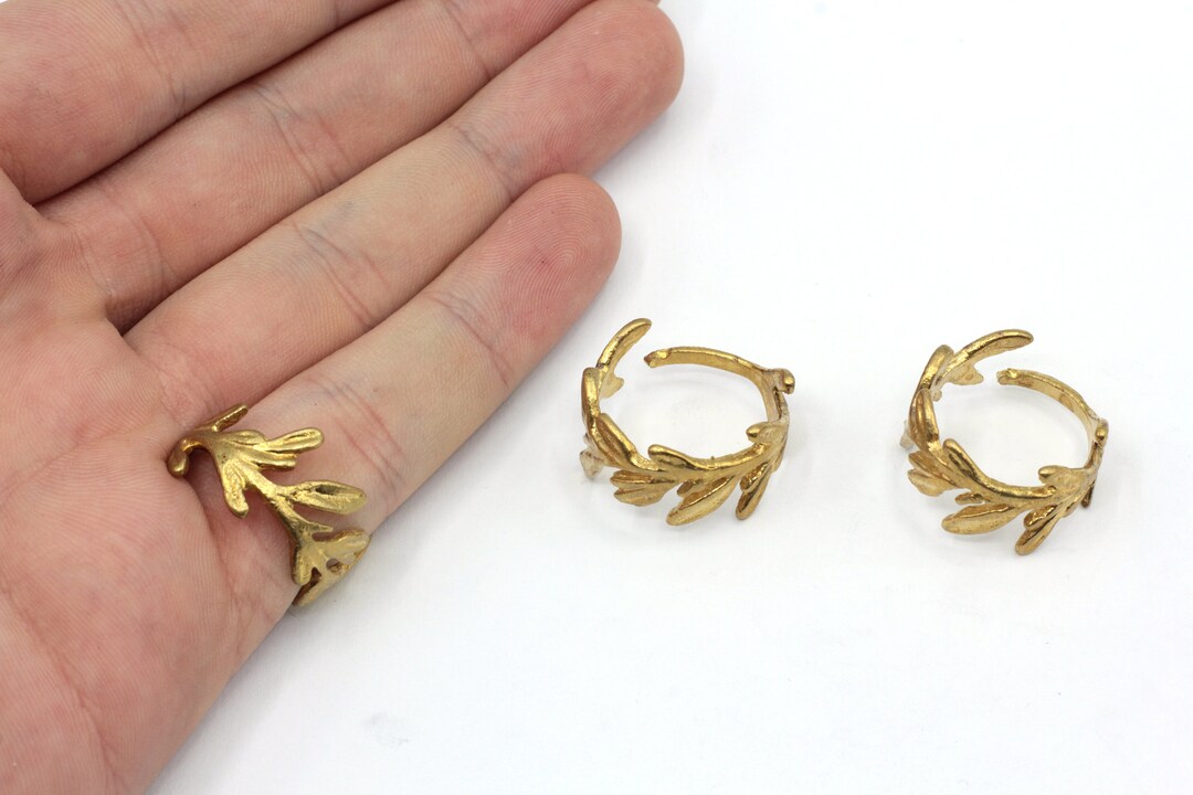 Raw Brass Adjustable Leaf Ring, Brass Leaf Ring, Leaves Ring, Brass Ring, Brass Adjustable Rings ...