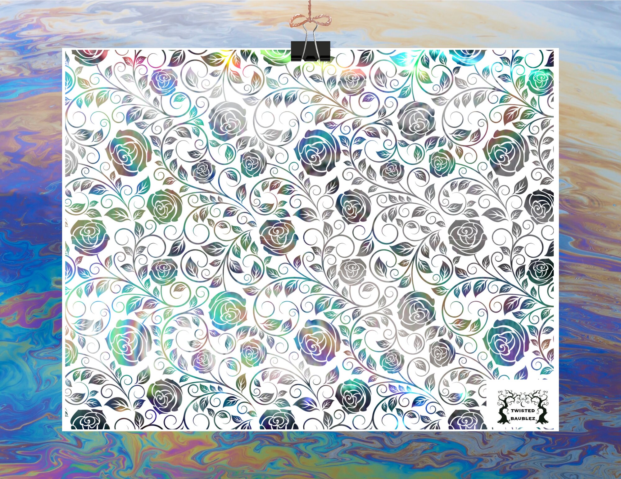 Foil Waterslide Rose Scroll Pattern Patterns/wraps - Etsy