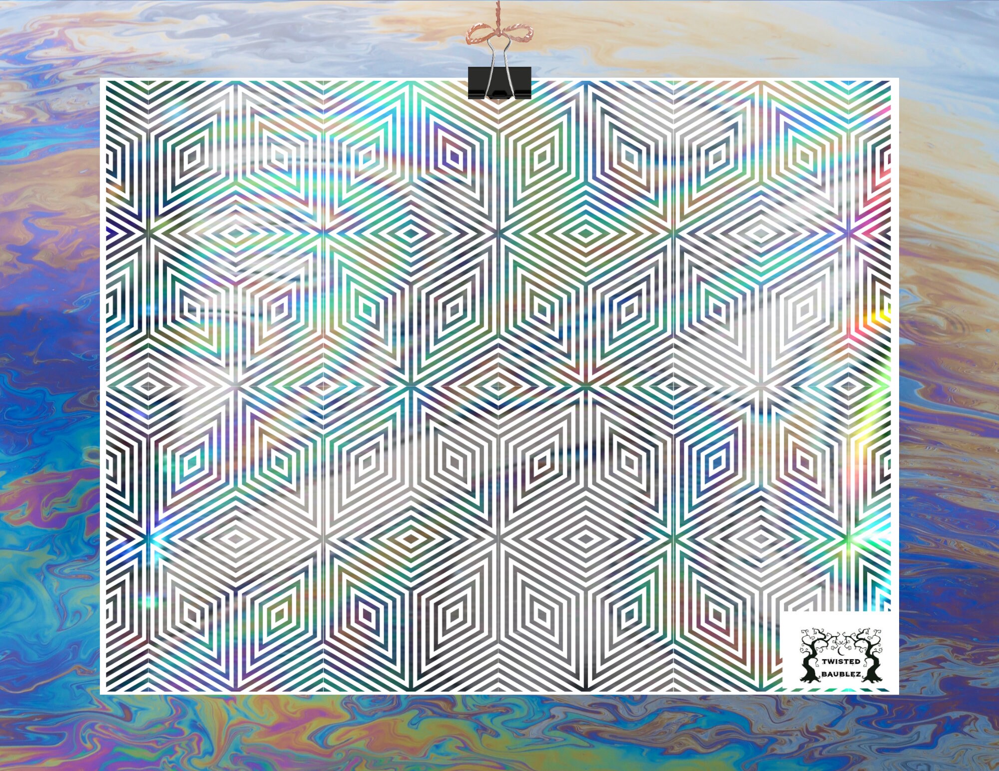 Foil Waterslide Optical Illusion Cube Pattern - Etsy