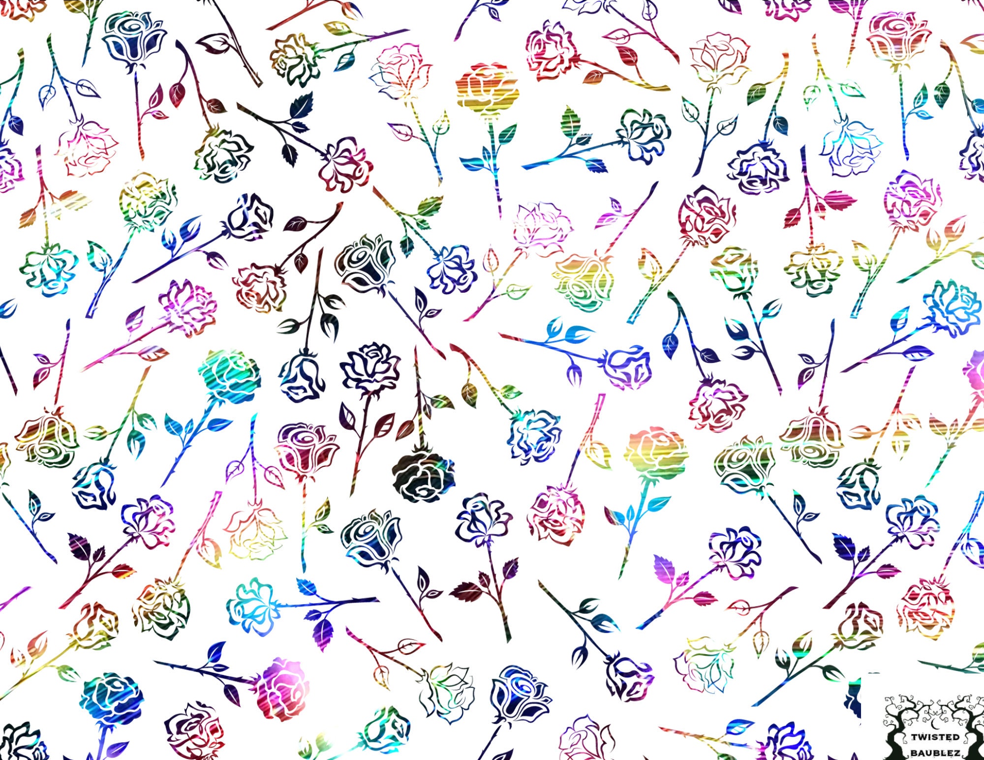 Foil Waterslide Scattered Single Rose Pattern Patterns/wraps Physical ...