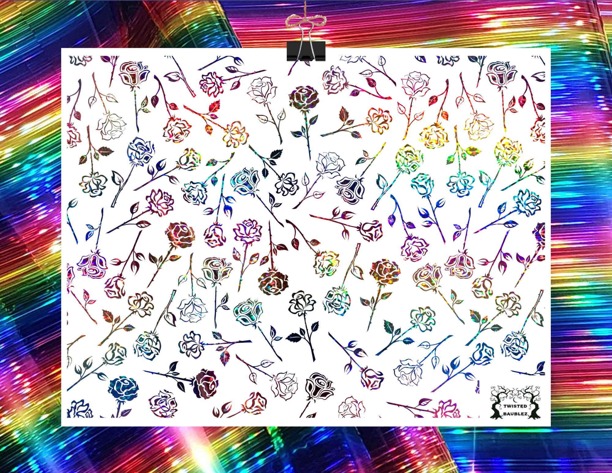 Foil Waterslide Scattered Single Rose Pattern Patterns/wraps Physical ...