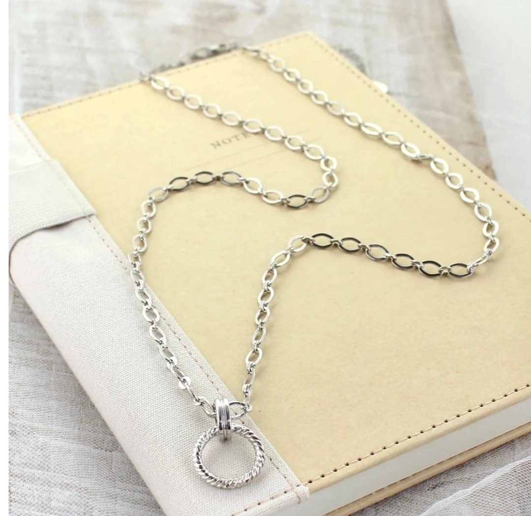 30 Inch Silver Chain With 2-inch Extension Pin/pendant Holder - Etsy