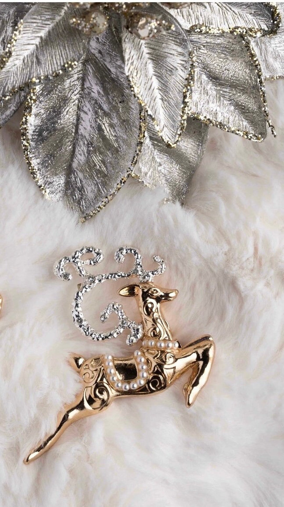 Gold and Silver Reindeer Pin/pendant - Etsy
