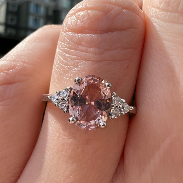 Oval Morganite Engagement Ring - Etsy