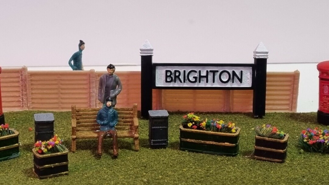 Two Customised Embossed Model Train Station Signs of Your Choice BLACK ...