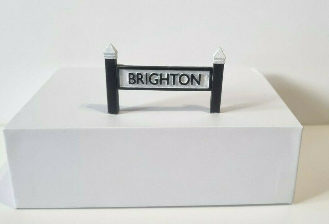 Two Customised Embossed Model Train Station Signs of Your Choice BLACK ...