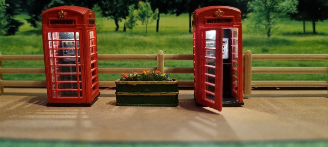 Two K6 Telephone Boxes With Warm White Led's OO Gauge 1:76 Scale Model ...