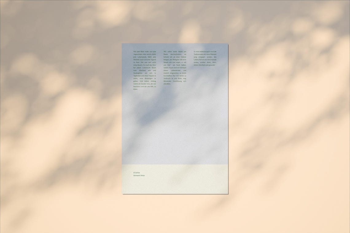 Poetry Poster « Stufen » by Hermann Hesse, Edition IV, Digital Download ...