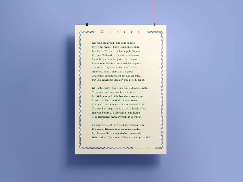 Poetry Poster « Stufen » by Hermann Hesse, Edition II, Digital Download ...
