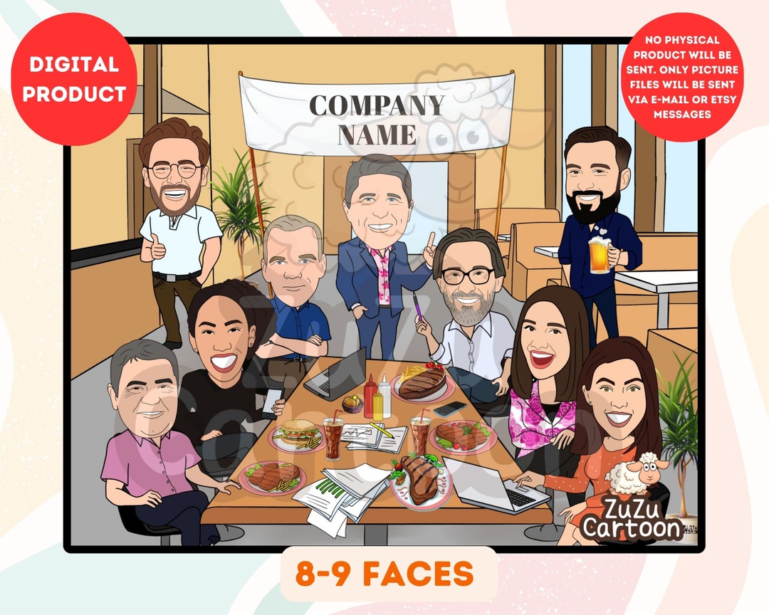 Personalized Company Dinner Caricature, Business Employees Group ...