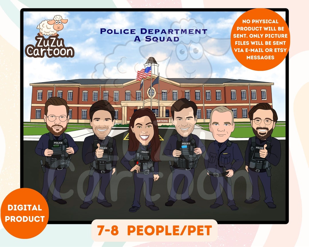 Custom Police Officers Cartoon Portrait, Custom Police Caricature ...