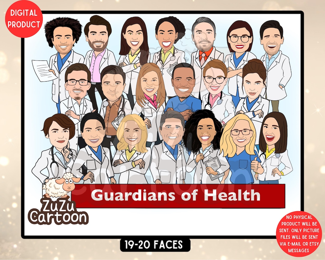 Humorous Doctor Caricature, Unique Digital Gift for Healthcare Heroes ...
