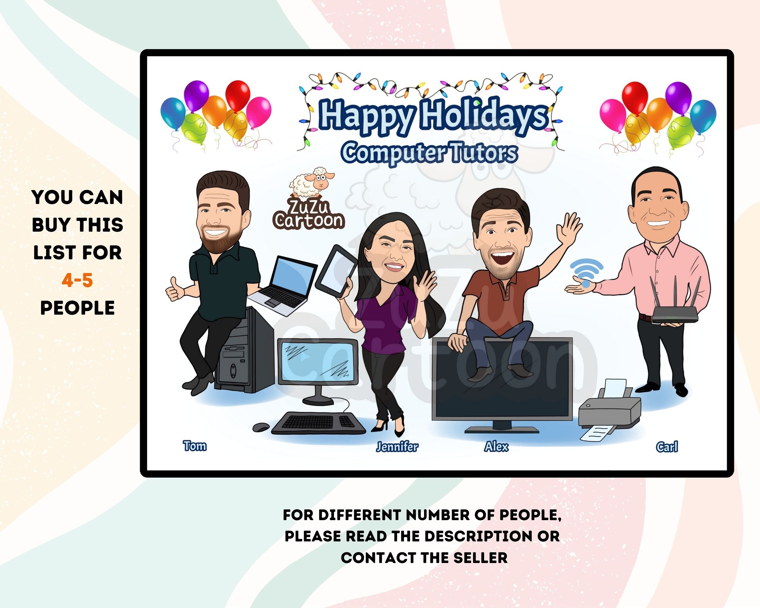 Personalized IT Team Caricature Custom Computer Technicians - Etsy