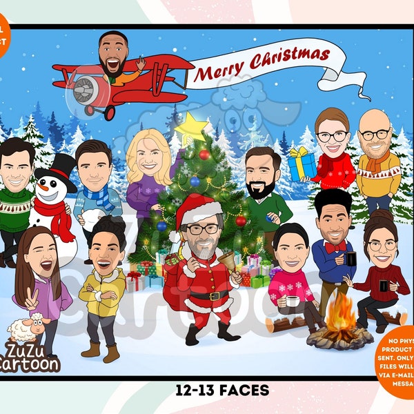 Personalized Cartoon Christmas Cards - Etsy