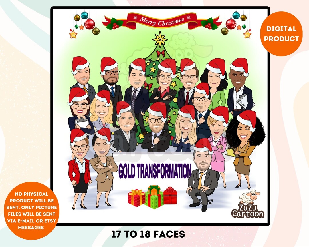 Company Employees Portrait With Company Logo for New Year's, Custom ...