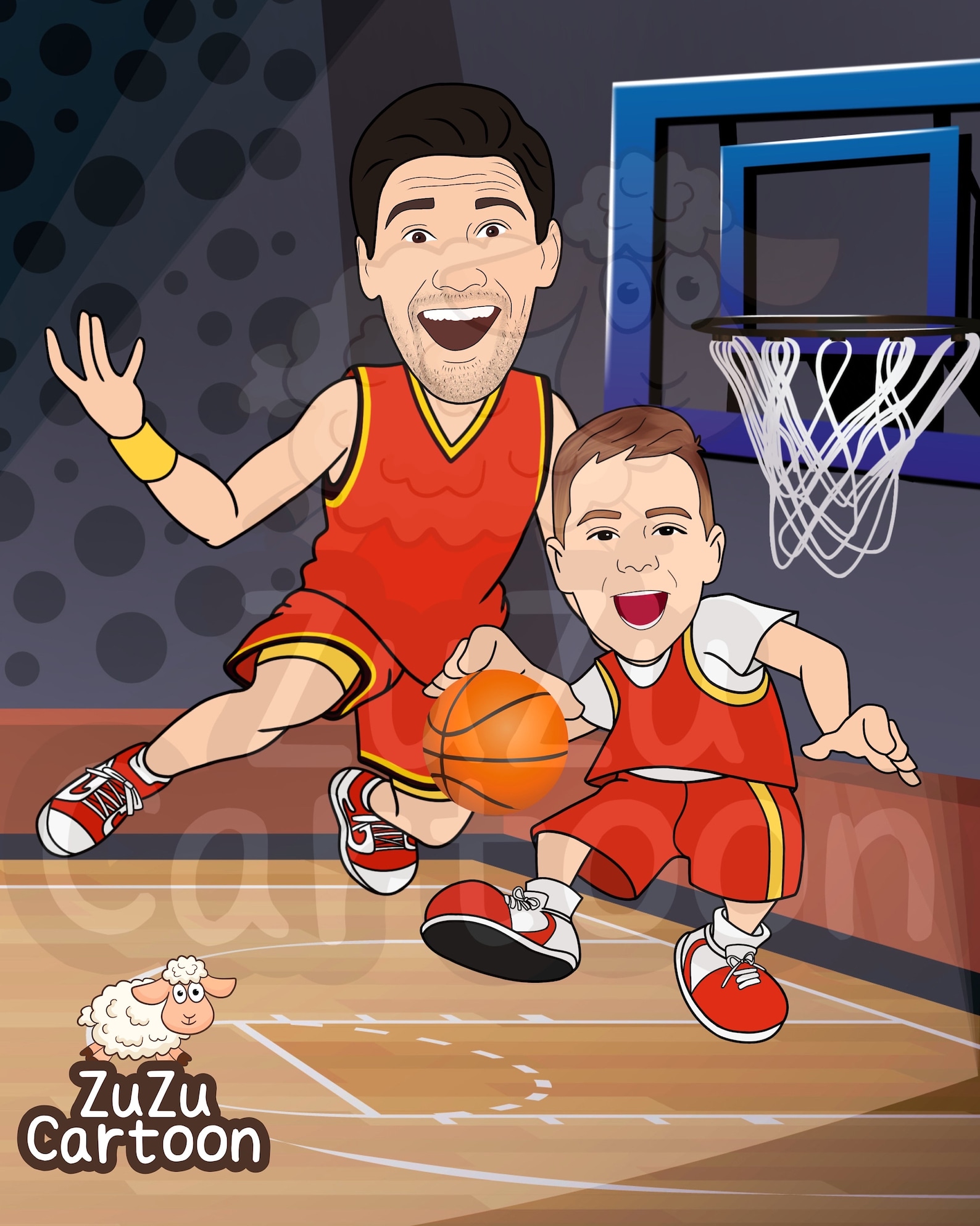 Father's Day Cartoons Personalized Dad and Kids - Etsy