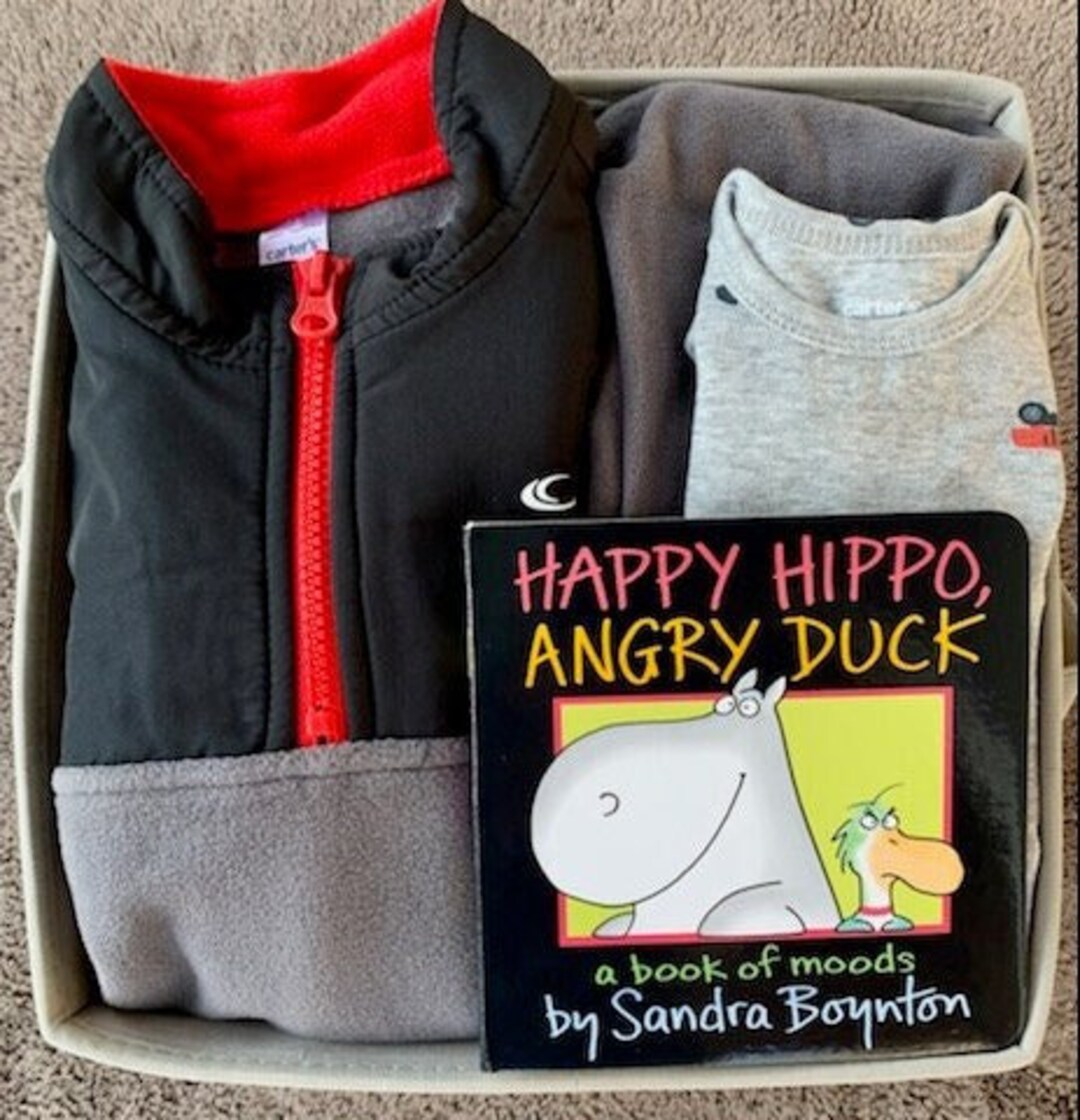 Hippo, Baby Boy Gift Basket, Baby Boy Shower Gift, Baby Boy Gift Box ...