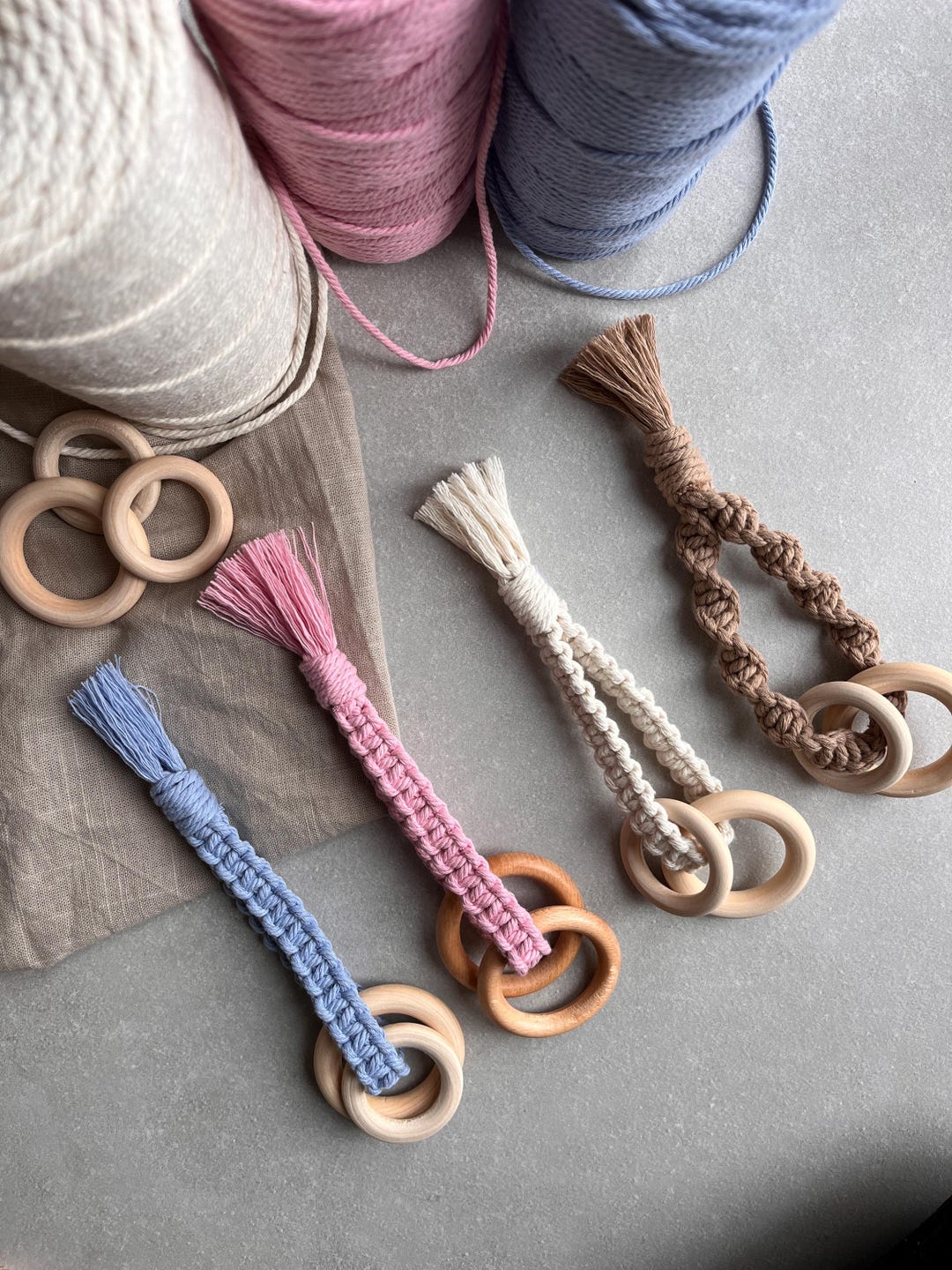 Macrame Grasping Toy With Rings | Baby Rattle | Newborn Gift | Baby ...