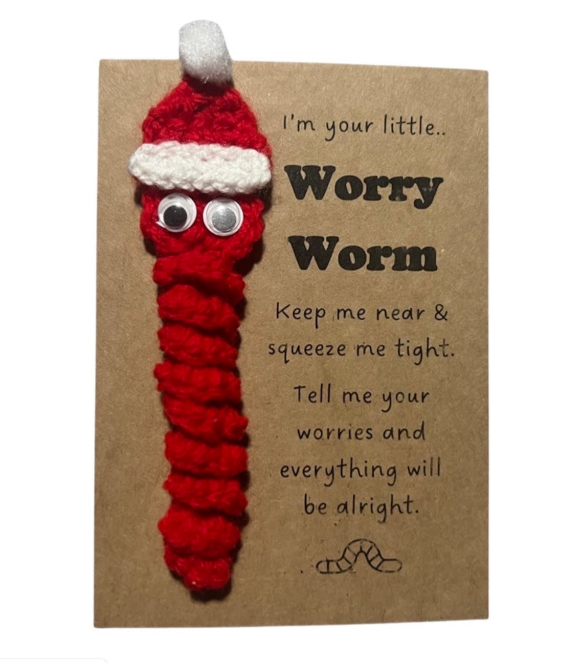 Christmas Worry Worm Pet | Crochet | Handmade | Mental Health | Autism ...