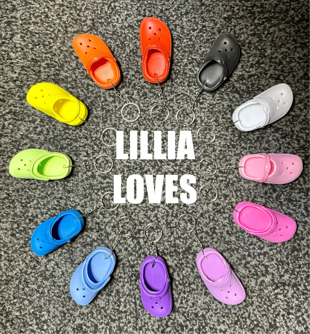 Personalised Mini Croc Charm Dupe Shoe Clog Keyring Keychain 12 Colours ...